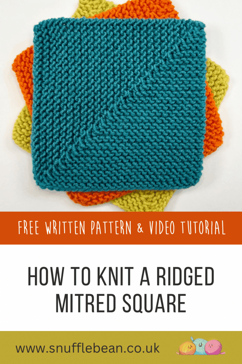 How to Knit a Ridged Mitred Square [free knitting pattern and video ...